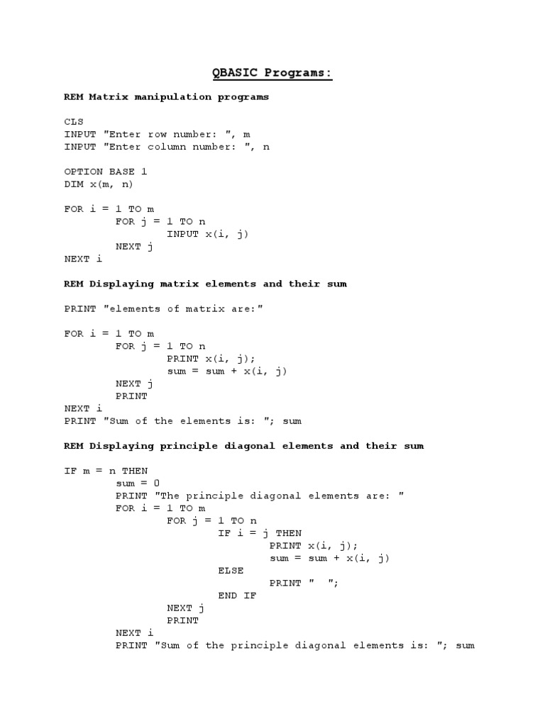 Program 2 Pdf Matrix Mathematics Algebra 4569