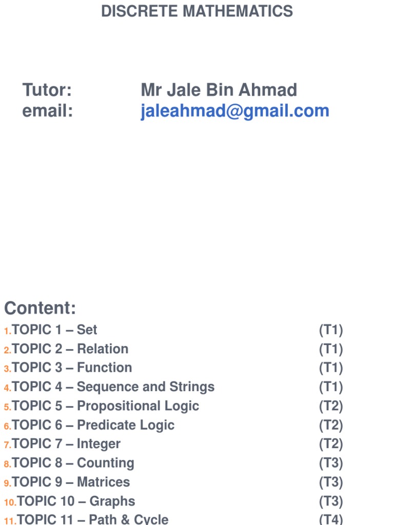 Discrete Mathematics Overview | PDF