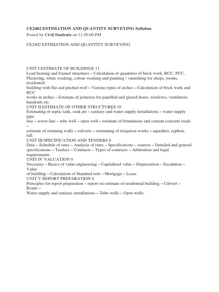 Civil Engineering Estimation Guide | PDF