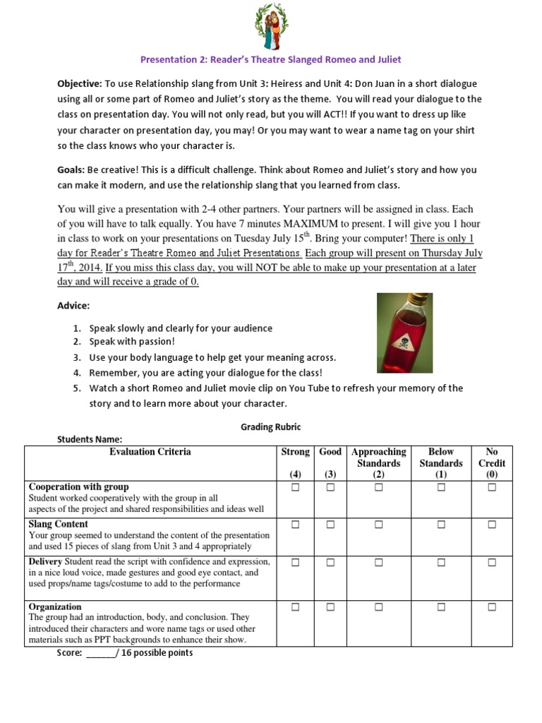 Readers Theatre Rubric and Assignment Guidlines | PDF | Characters In ...