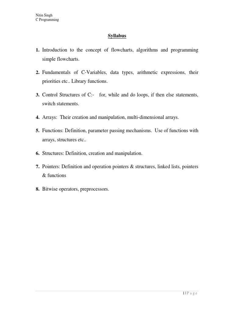 C Programming PDF C Programming Language Control Flow