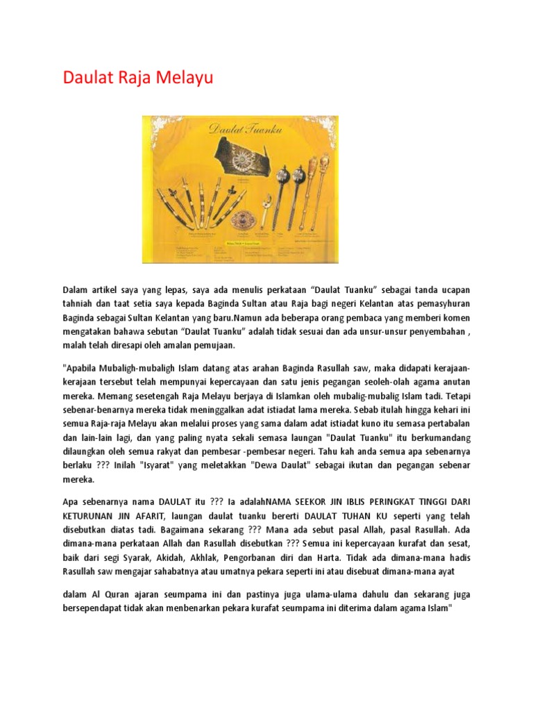 Makna dan Sejarah Daulat Raja Melayu | PDF