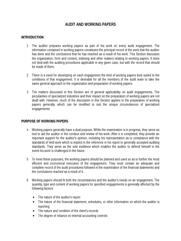 Audit Working Papers Overview | PDF | Financial Audit | Accounting