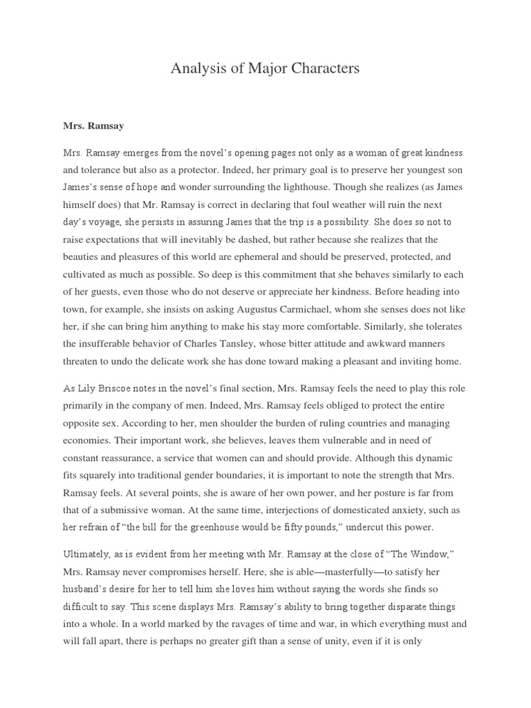 Analysis of Major Characters | PDF | To The Lighthouse