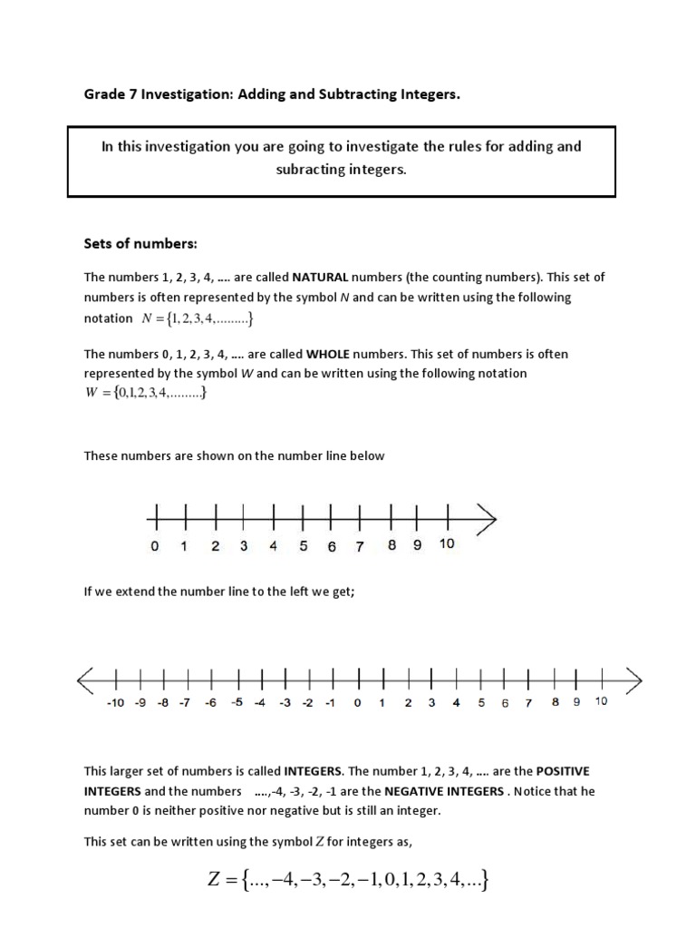 Grade 7 Integer Operations Guide | PDF | Numbers | Integer