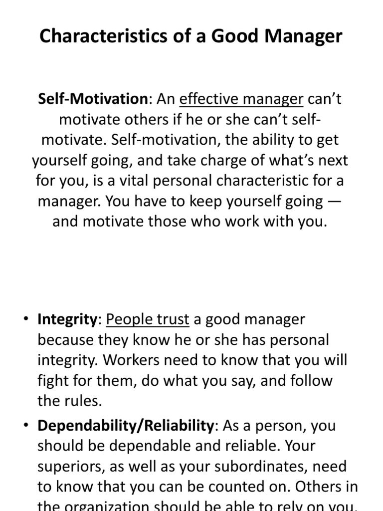 Characteristics of A Good Manager | PDF | Leadership | Communication