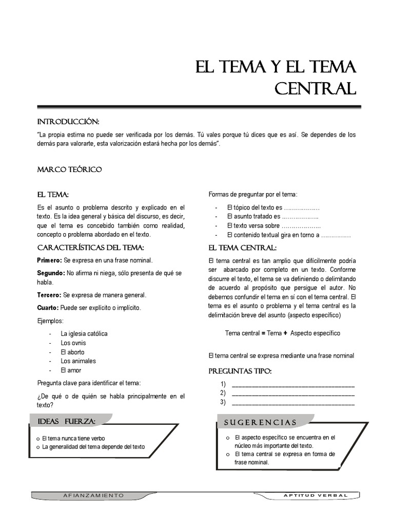 El Tema y El Tema Central | PDF