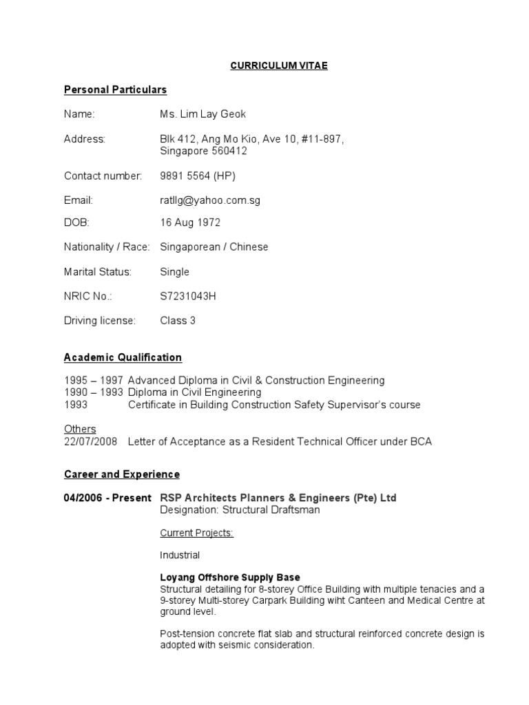 CV - Lim Lay Geok | PDF | Engineering