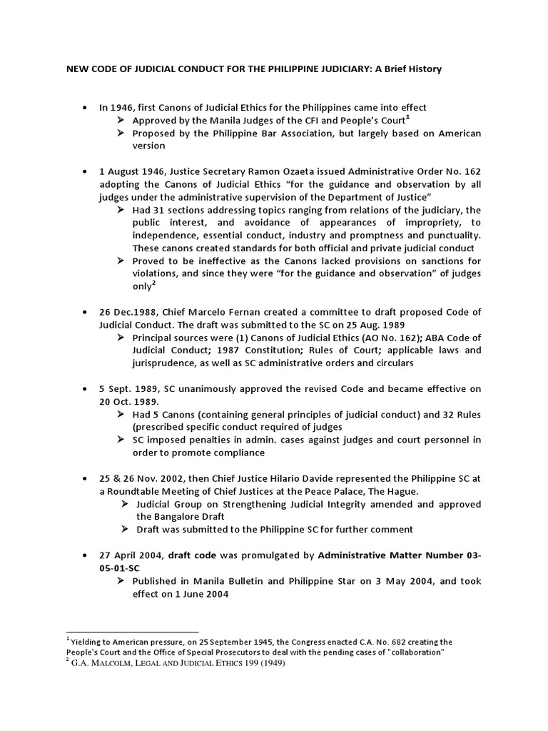 Report On New Code of Judicial Conduct | PDF | Judiciaries | Canon Law
