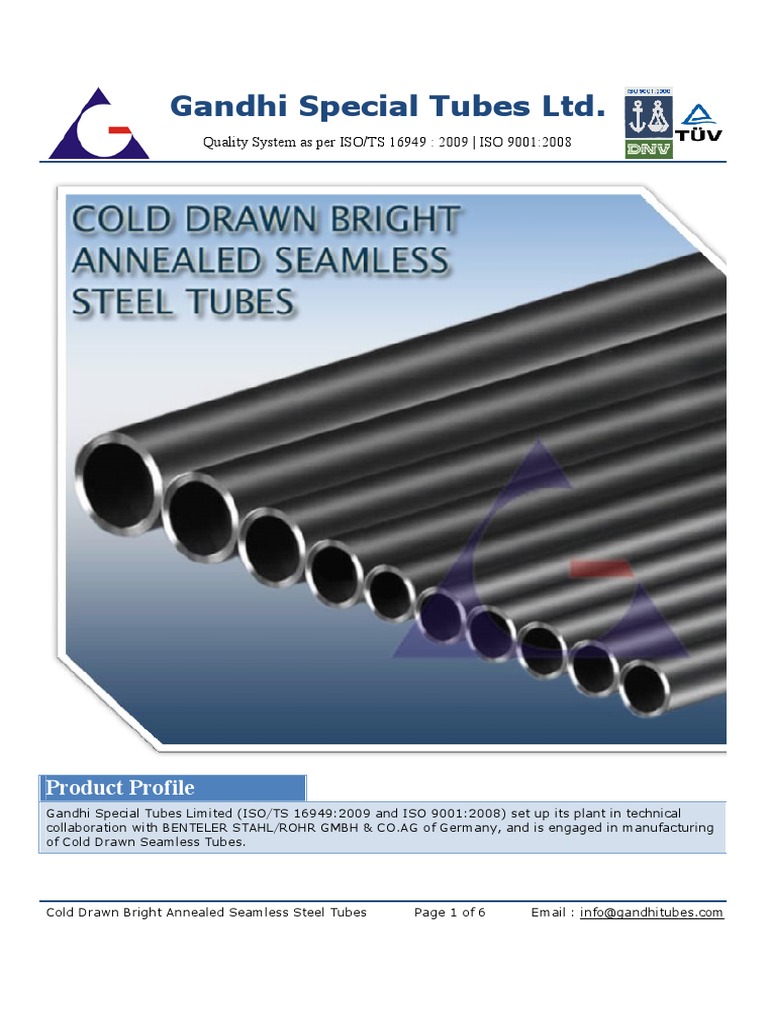 Product Profile and Specifications for Cold Drawn Seamless Steel Tubes ...
