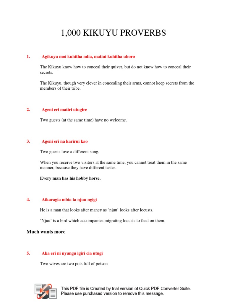1000 Kikuyu Proverbs | PDF | Nature
