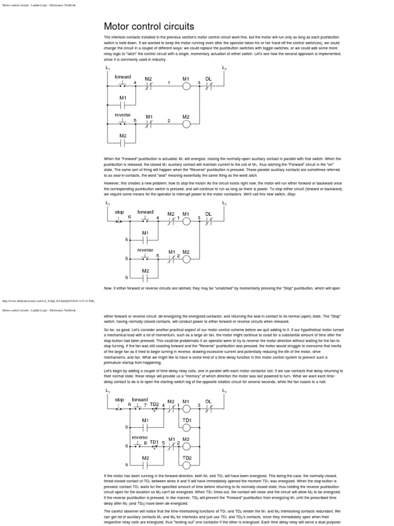Motor Control Circuits - Ladder Logic - Electronics Textbook | PDF ...