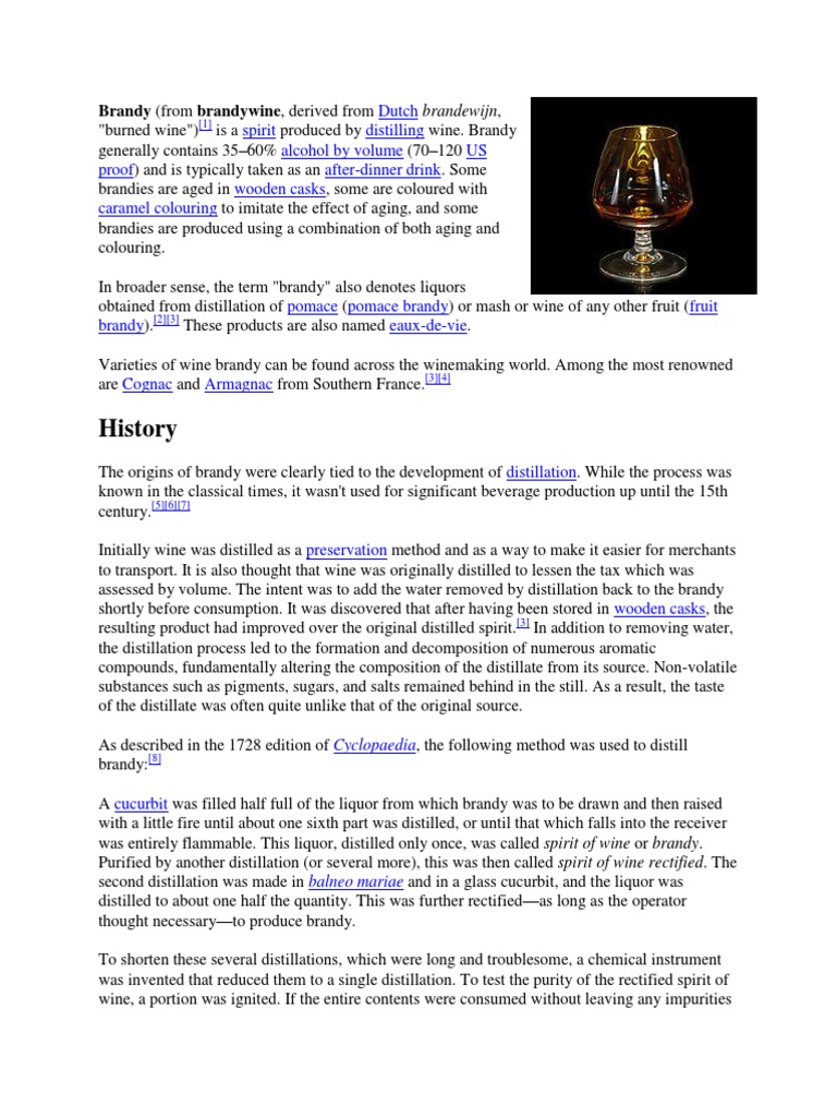 History: Brandy (From Brandywine, Derived From | PDF | Cooking, Food ...