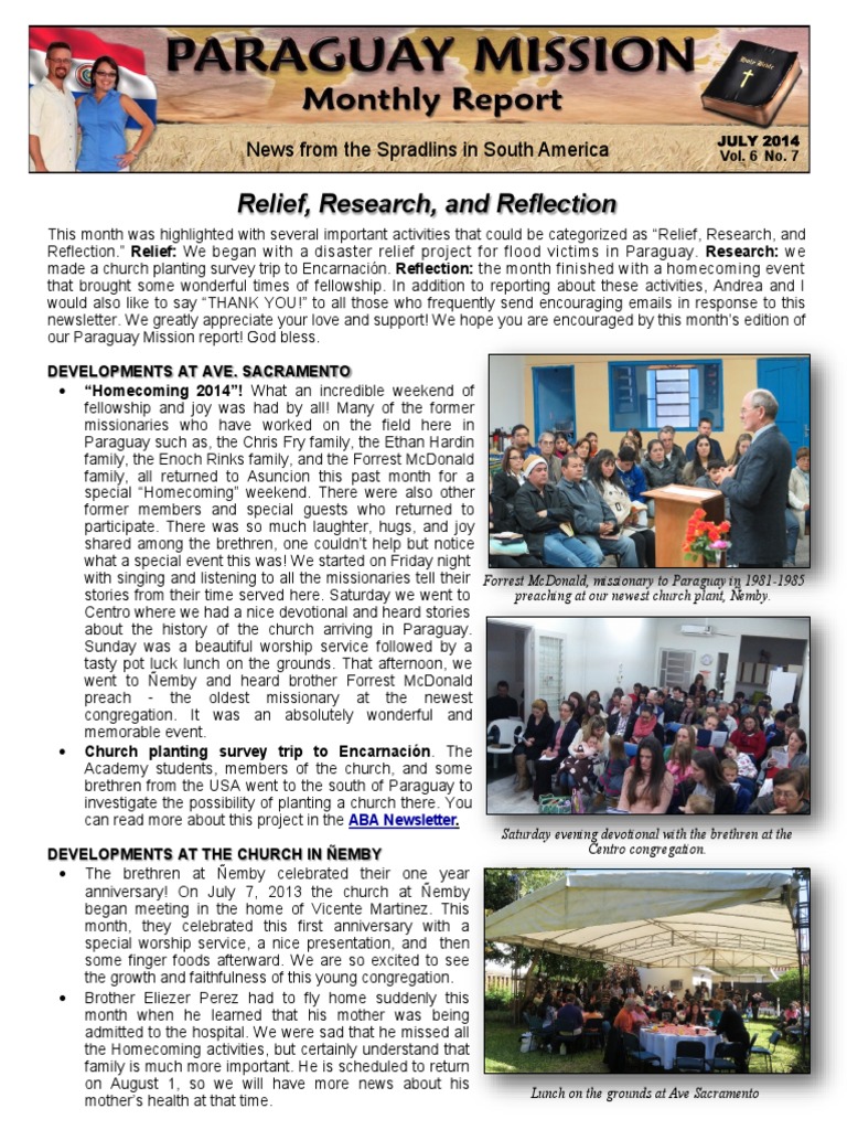 PY Mission Report - July 2014 | PDF | Society Of Jesus | Evangelism