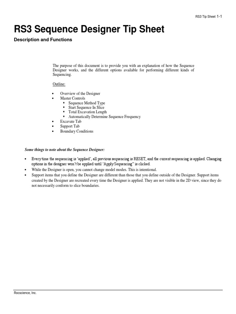 RS3 Sequence Designer Tip Sheet | PDF | Excavation (Archaeology) | Tab ...