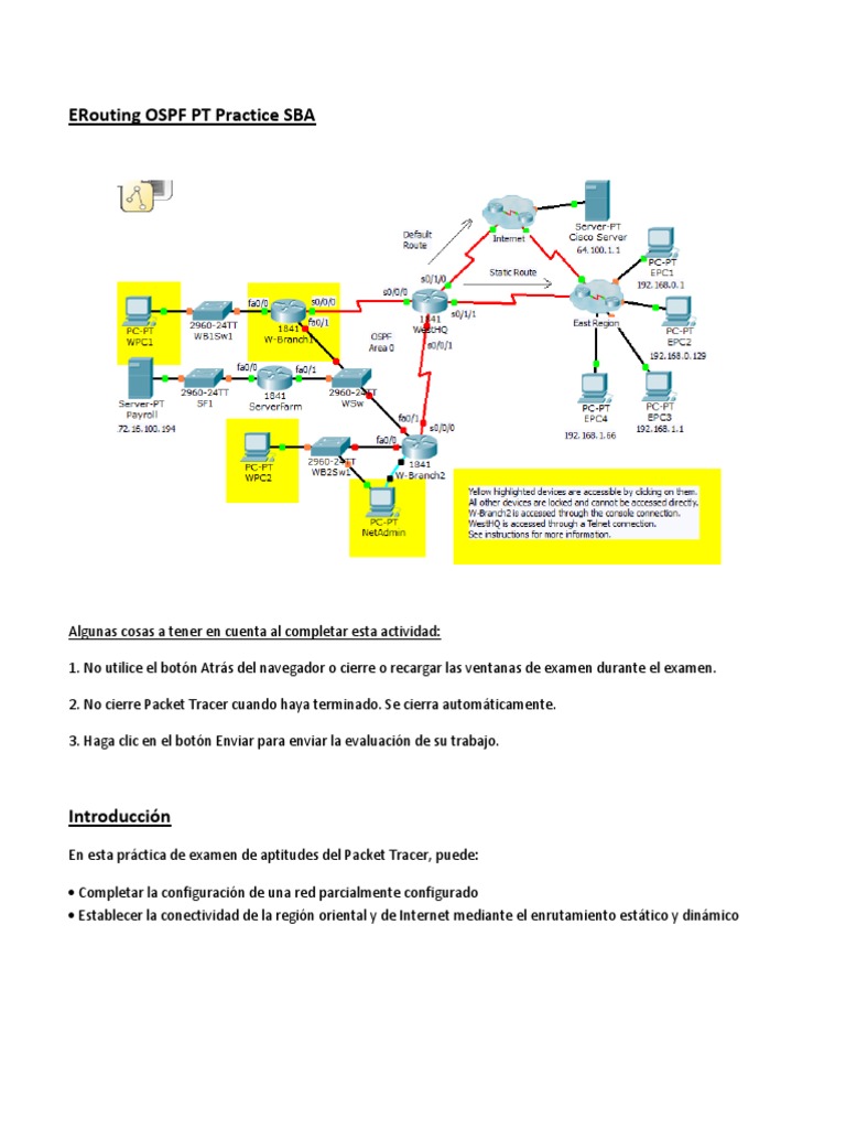 Configuración de Red OSPF en Packet Tracer | PDF | Enrutador (Computación) | Red de computadoras