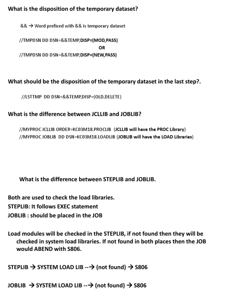 JCL - Interview Questions | PDF | Computer Programming | Software ... JCL - Interview Questions | PDF | Computer Programming | Software ...