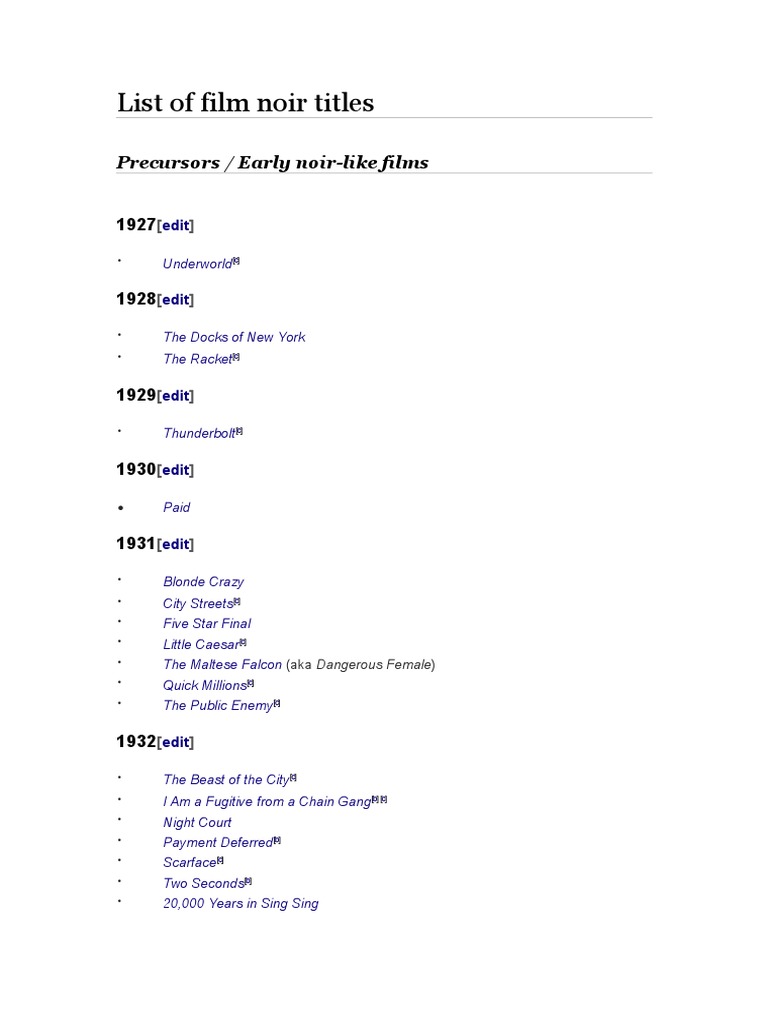 List of Film Noir Titles | PDF