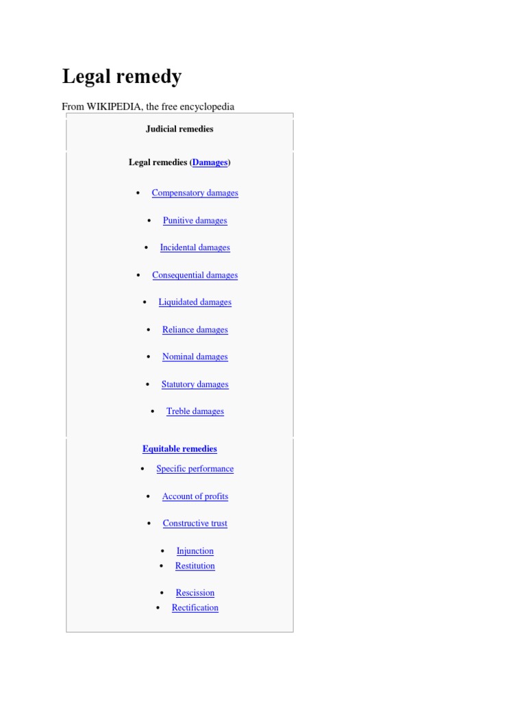 Legal Remedy: From WIKIPEDIA, The Free Encyclopedia | Download Free PDF ...