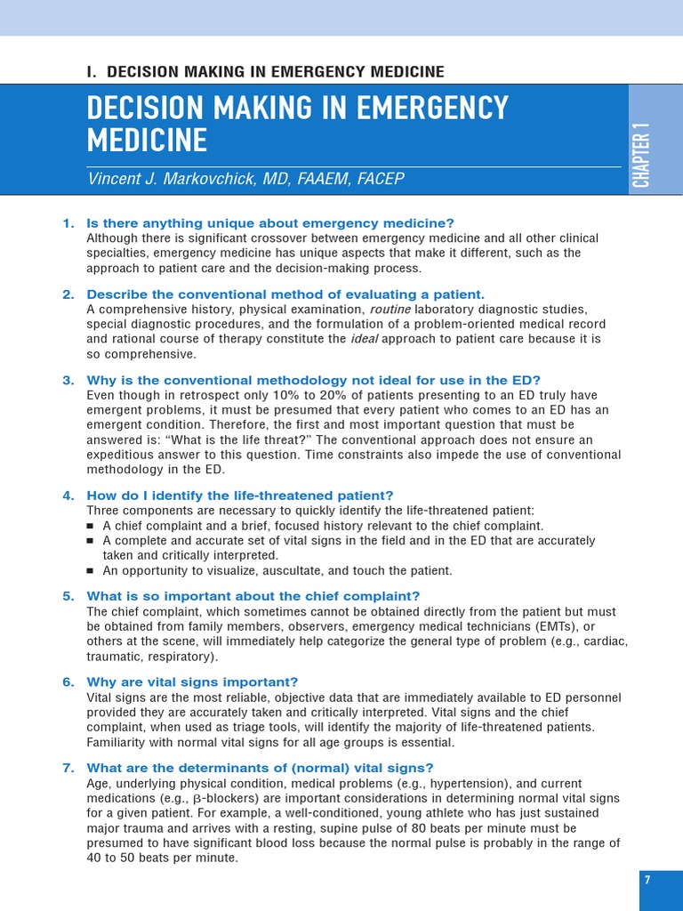 01 - Decision Making in Emergency Medicine | PDF | Medical Diagnosis ...