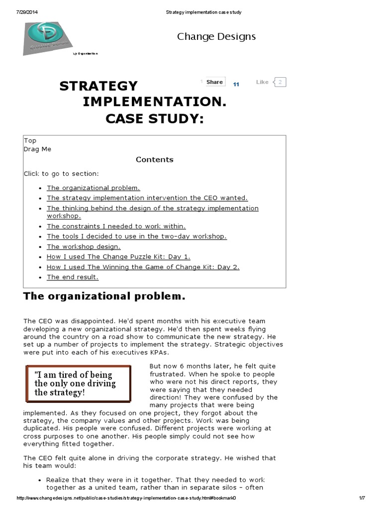 Strategy Implementation Case Study | PDF | Strategic Management | Change Management