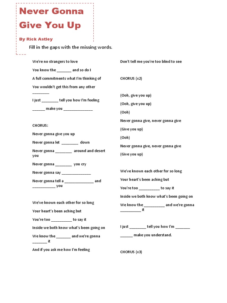 Never Gonna Give You Up | PDF