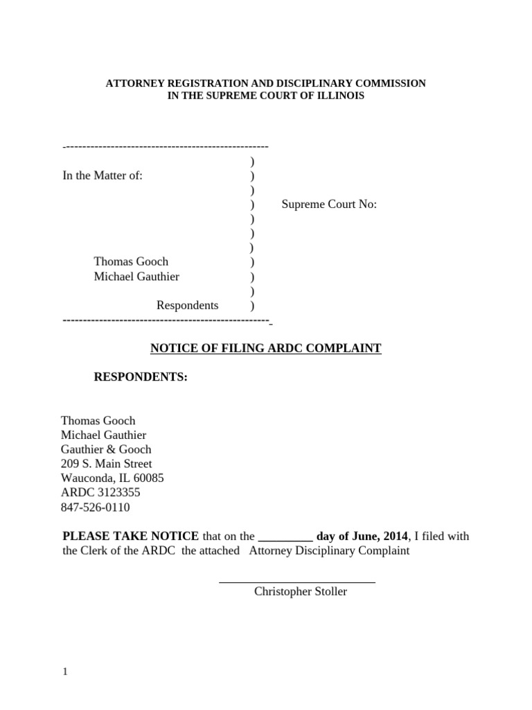 Attorney Professional Misconduct Filed Against Thomas Gooch and Michael ...