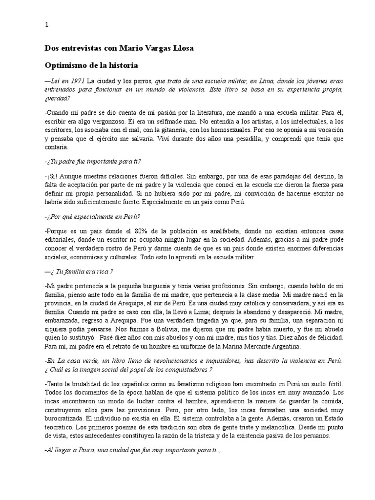 Dos Entrevistas Con Mario Vargas Llosa | PDF | Unión Europea | Cuba