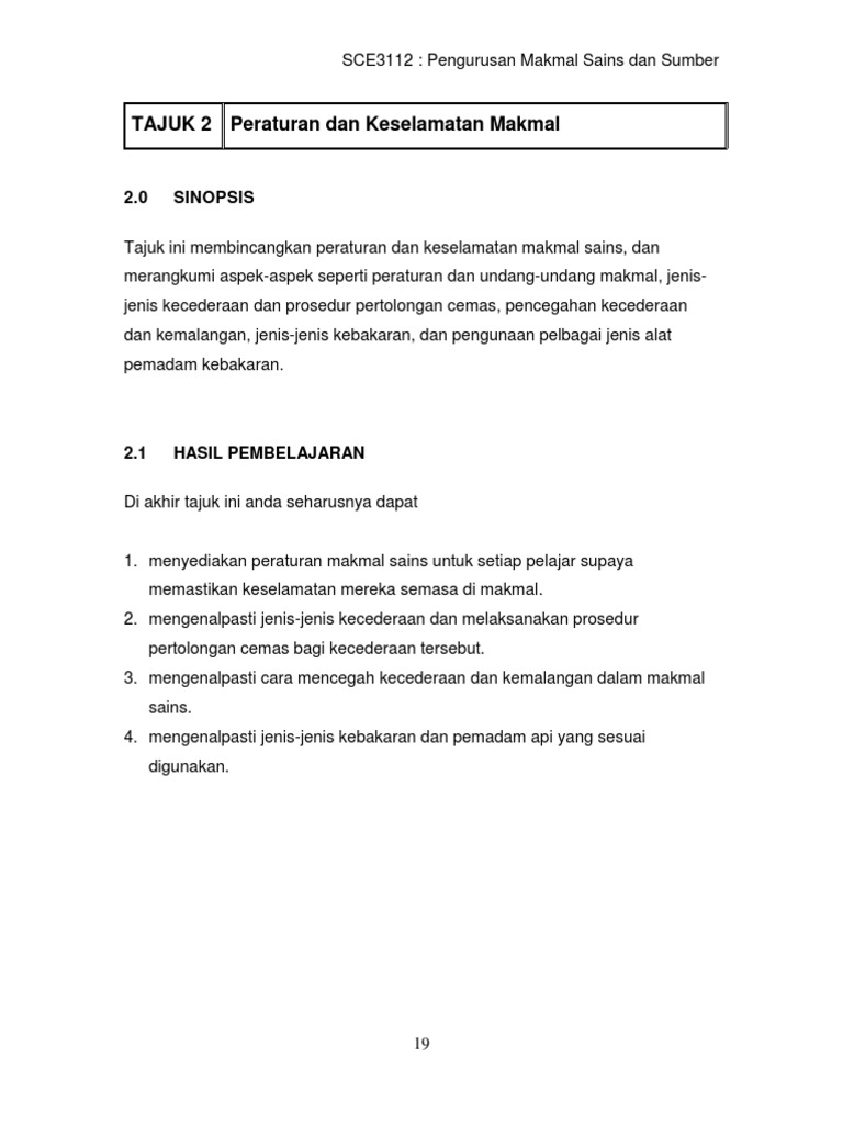 Peraturan Dan Keselamatan Makmal | PDF