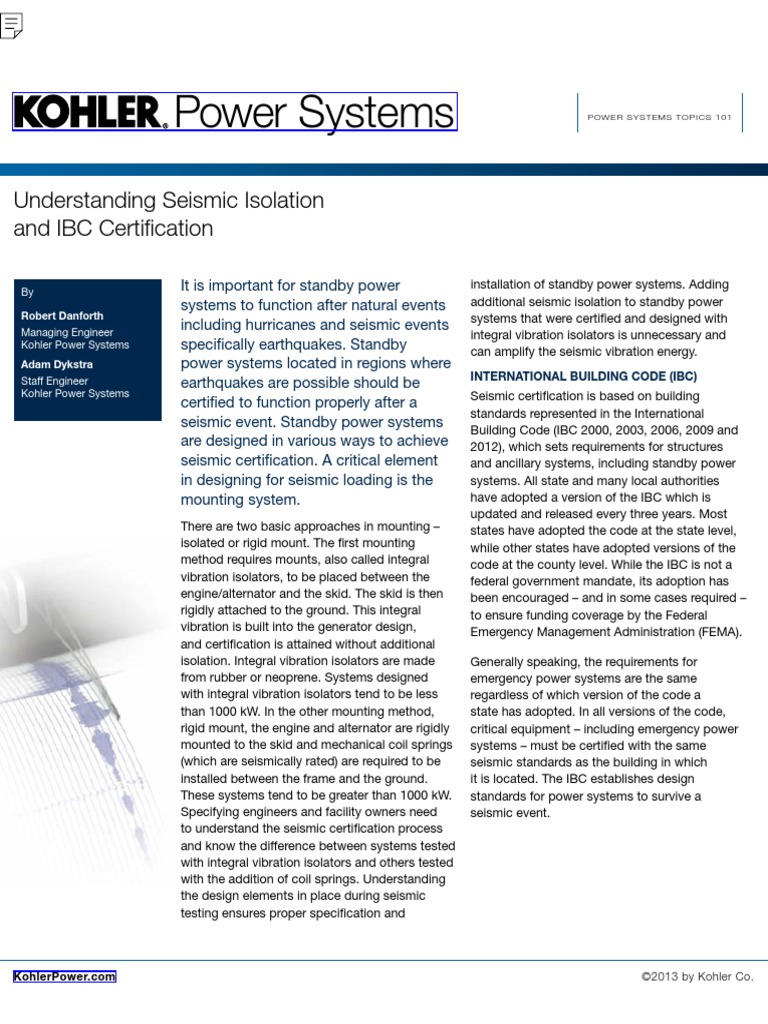 Out273310 Sismic Isolation | PDF | Electric Power System | Engines