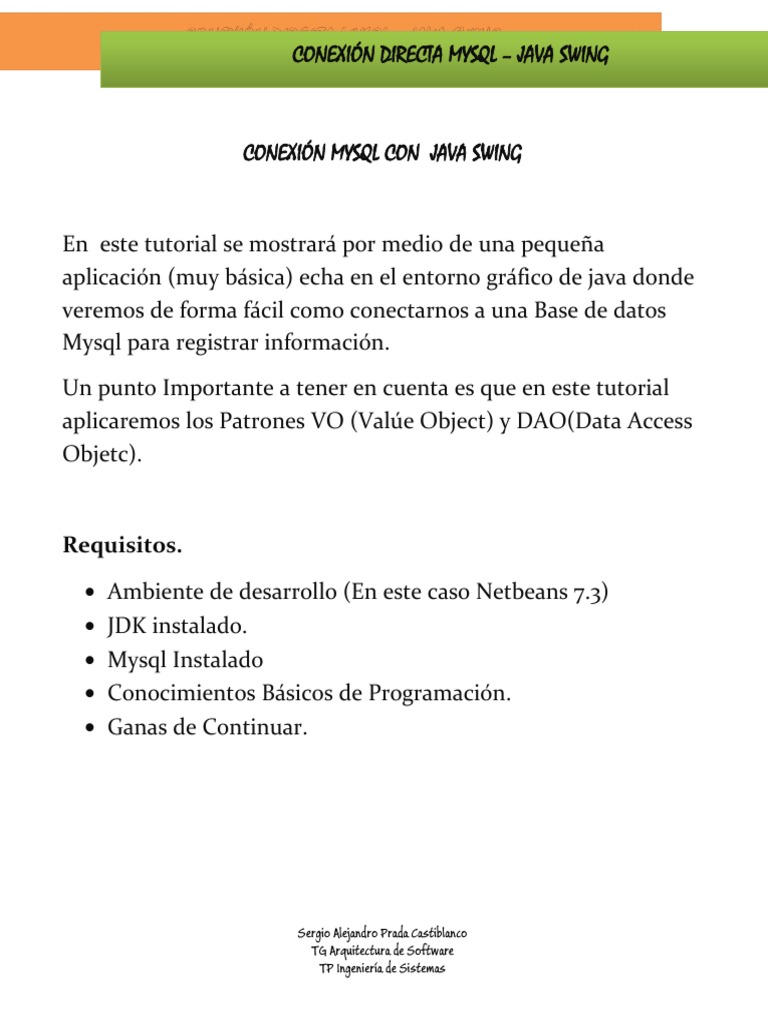 Conexión Mysql Java Swing Pdf Java Lenguaje De Programación