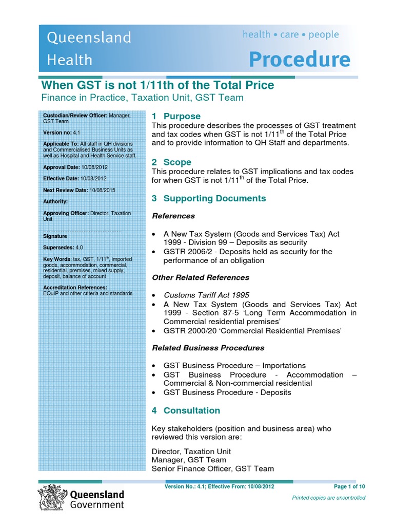 GST Treatment When Not 1/11th Total Price | PDF | Value Added Tax | Invoice