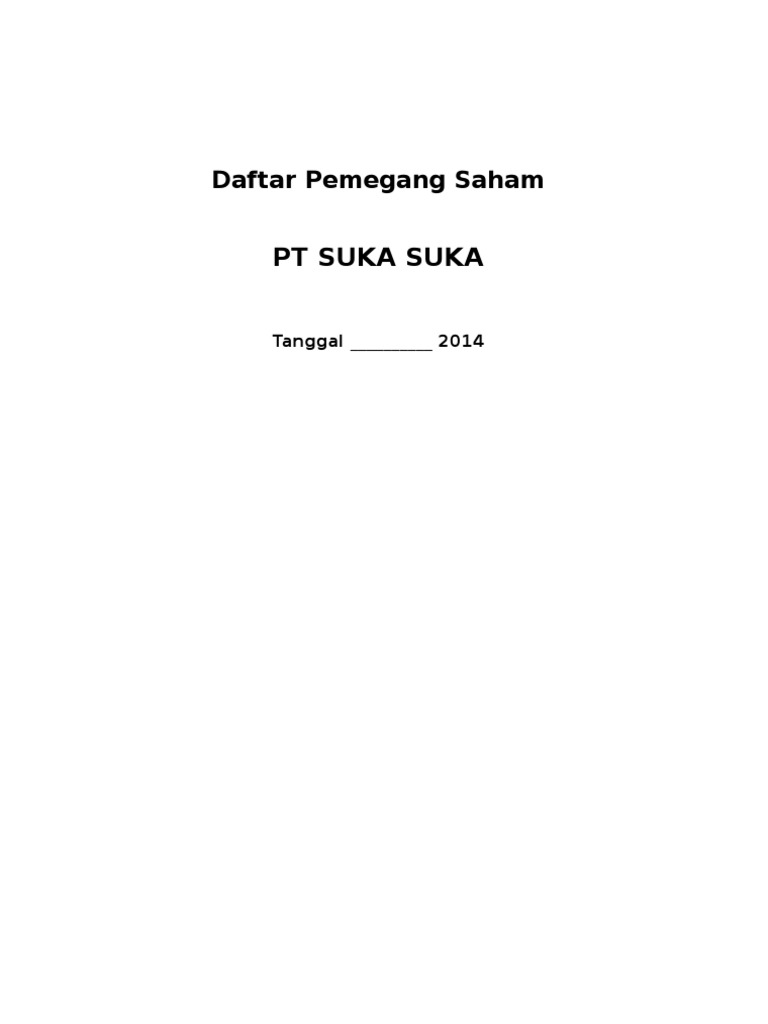 Contoh Format Daftar Pemegang Saham | PDF