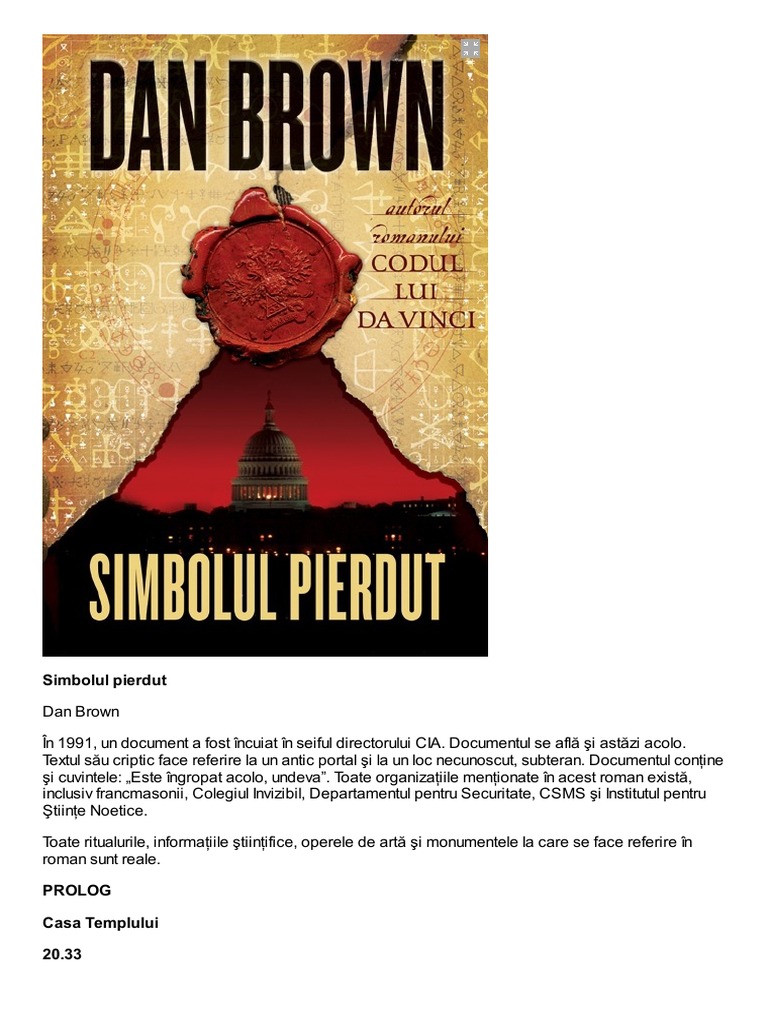 Simbolul Pierdut Dan Brown | PDF