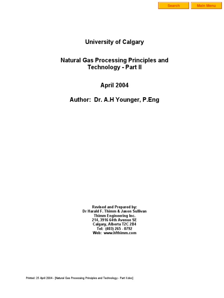 Natural Gas Processing Principles and Technology Part II PDF | PDF ...