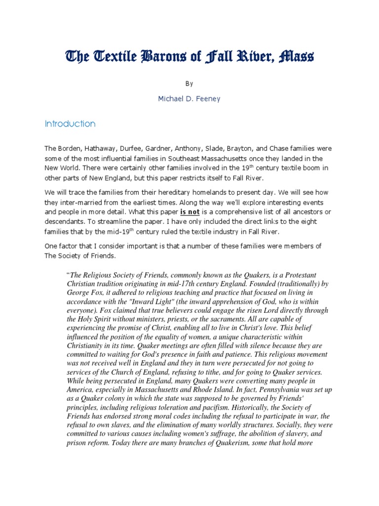 How The Fall River | PDF | Cotton Mill | Puritans