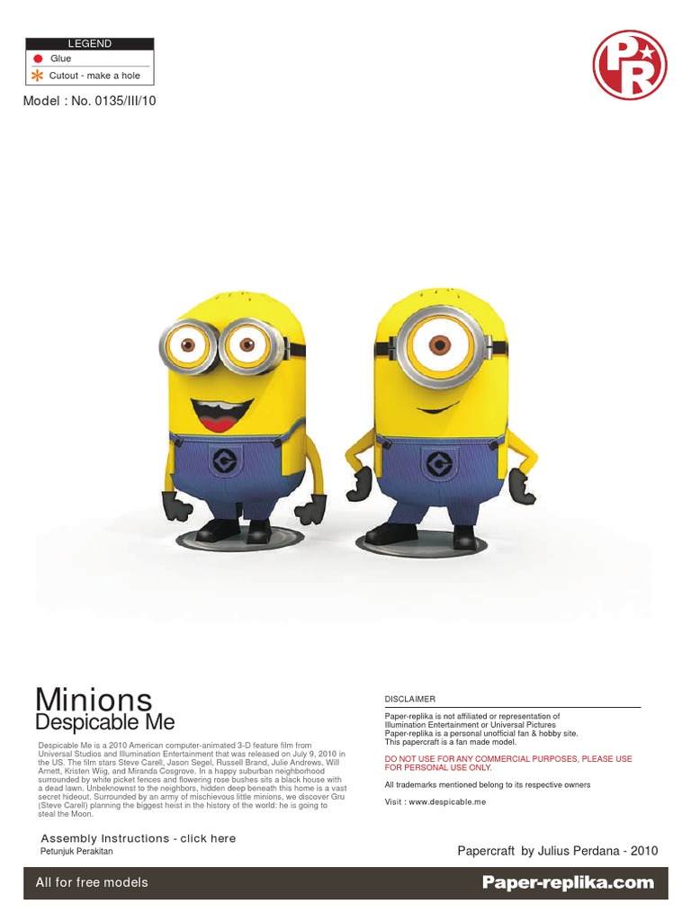 Despicable Me Minions Papercraft Model | PDF