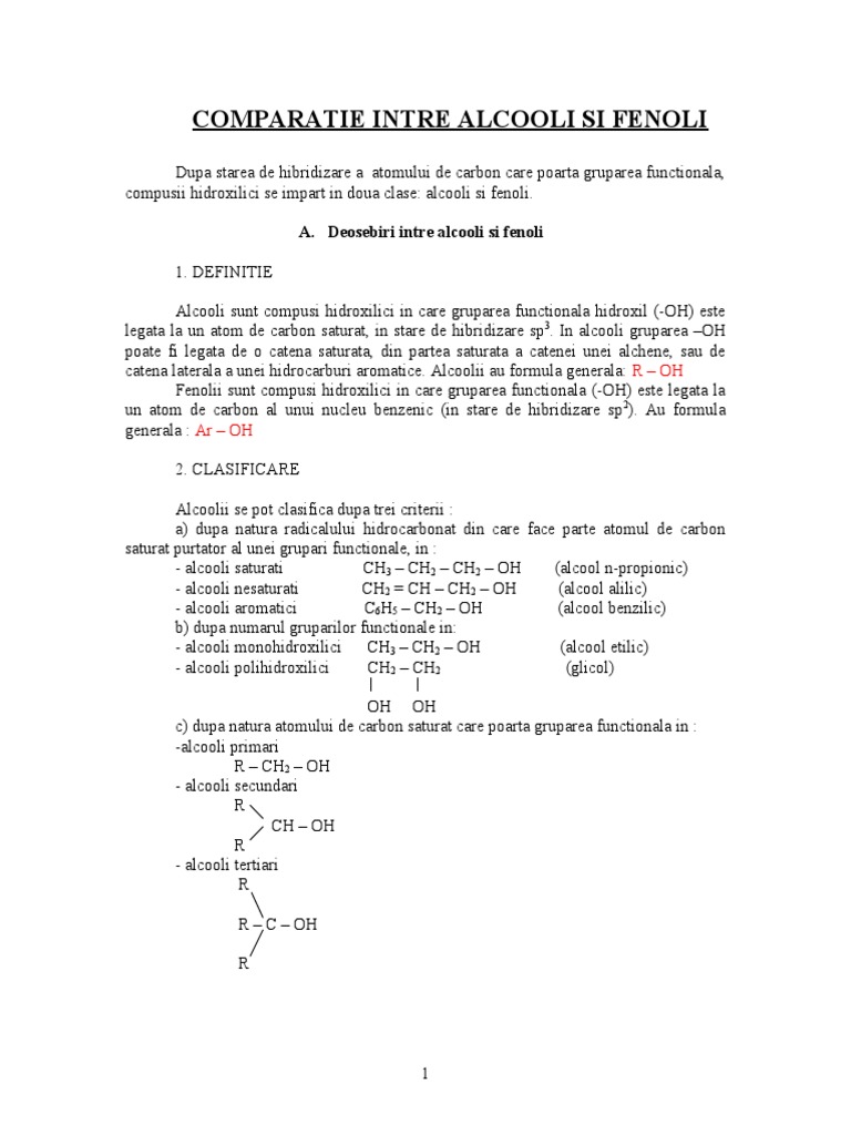 Com para Tie Intre Alcooli Si Fenoli | PDF