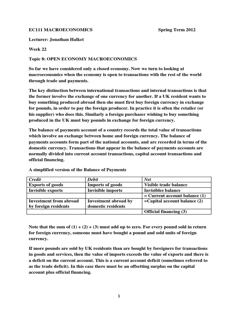 Open Economy Macroeconomics Overview | PDF | Exchange Rate | Balance Of ...