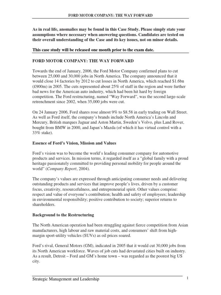 Ford Motor Company Case Study | PDF | Ford Motor Company | General Motors