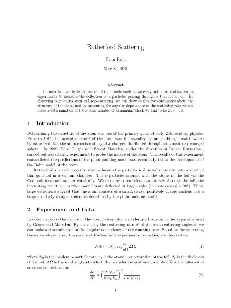 Rutherford Scattering | PDF | Particle Physics | Atoms