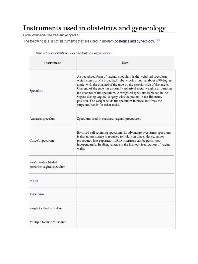 Obstetrics & Gynecology Instruments | PDF | Gynaecology | Medical ...