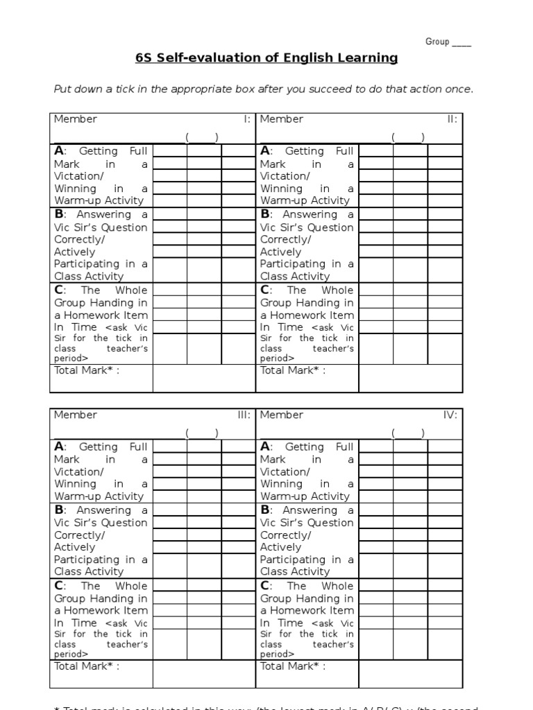 S6 Self-Evaluation of English Learning1 | PDF