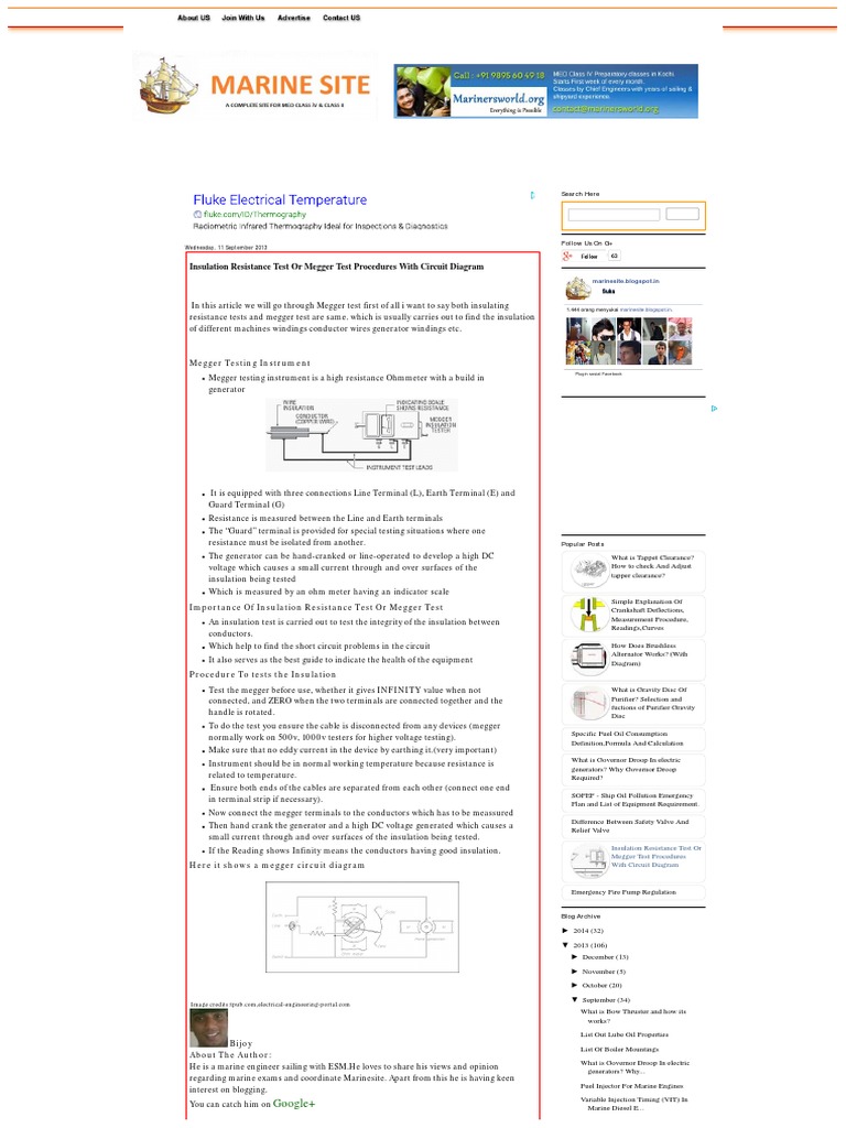 Insulation Resistance Test or Megger Test Procedures With Circuit ...