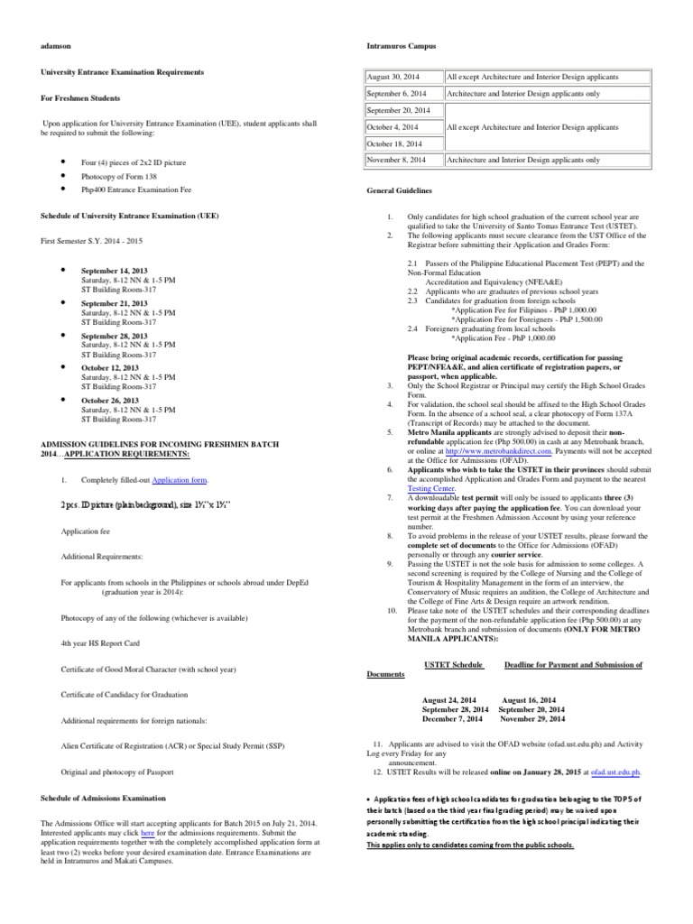 Adamson | PDF | University And College Admission | Secondary School