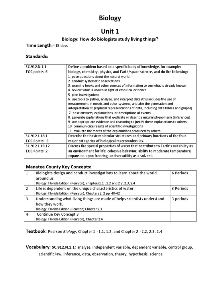 Biology Unit Plan | PDF | Cell (Biology) | Gene
