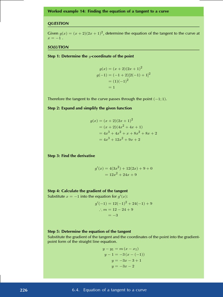 Tangent Equation Tutorial | PDF