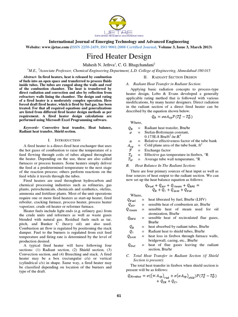 Heater Design | PDF | Furnace | Heat Transfer