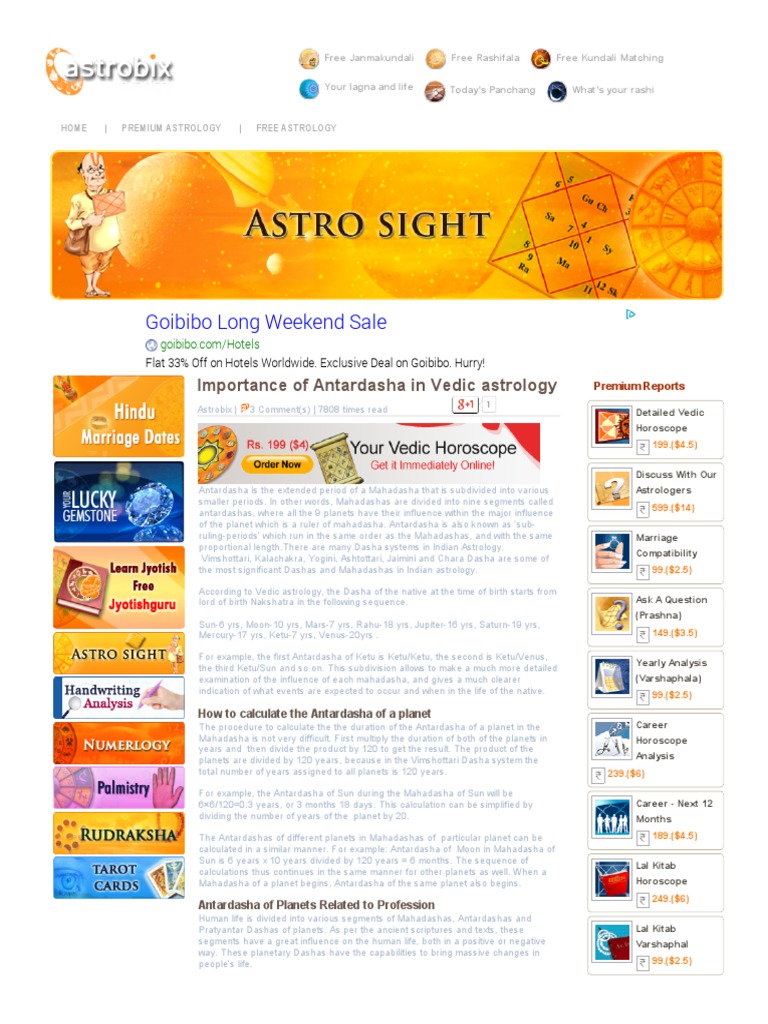 Importance Of Antardasha In Vedic Astrology Download Free Pdf Hindu