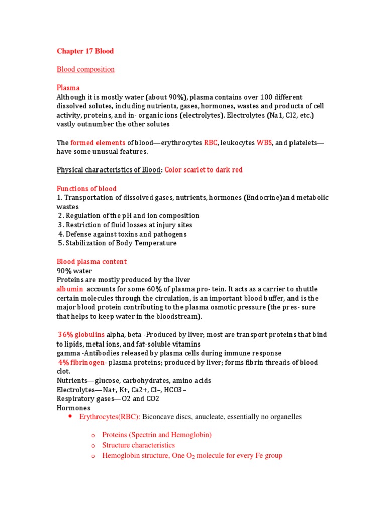 Chapter 17 Blood and 18 Review Answers | PDF | Red Blood Cell | Granulocyte
